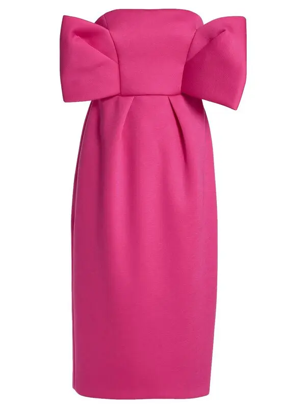 Delpozo Strapless Bow-embellished Neoprene Dress - Fuchsia