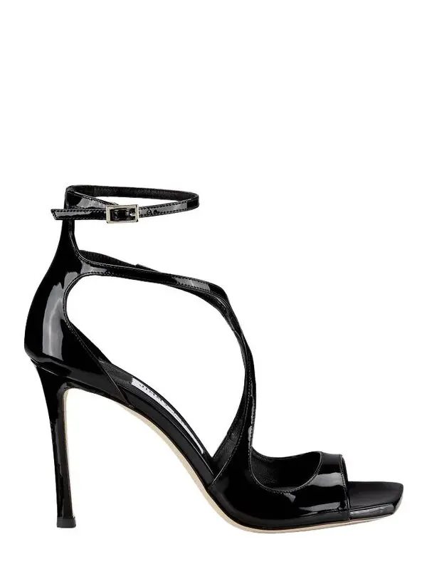 JIMMY CHOO Azia 95mm Patent Leather Sandals - Black