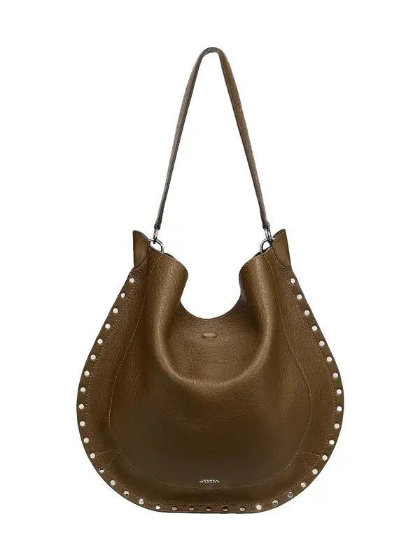 Isabel Marant Étoile Oskan Studded Leather Hobo Bag - Khaki