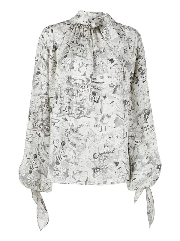 Off-White Printed Blouse - White