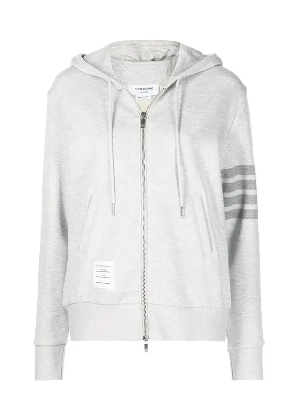 Thom Browne Cotton Zip Up Hoodie - Grey