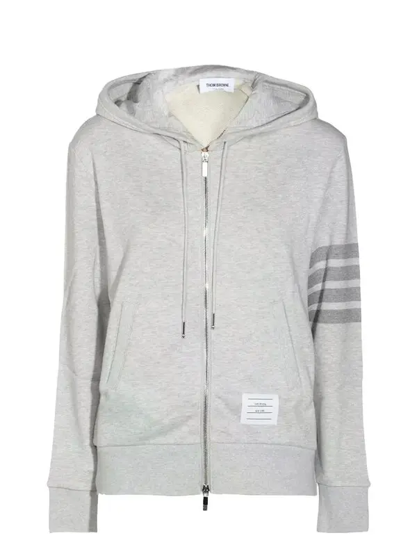 Thom Browne Cotton Zip Up Hoodie - Grey