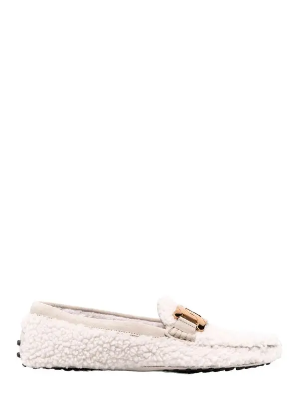 TOD'S Gommino Shearling Loafers - White