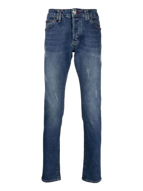 Philipp Plein Mid-rise Super-straight Jeans - Blue