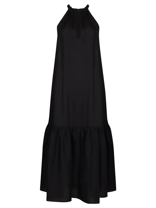 Asceno Ibiza Halterneck Maxi Dress - Black