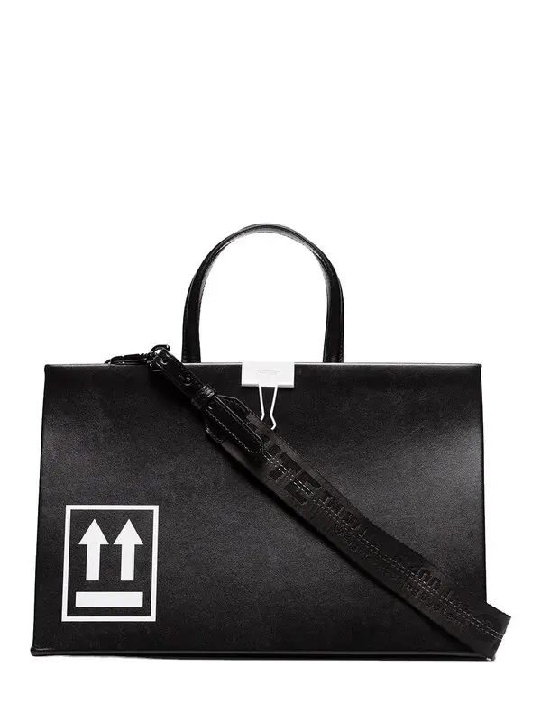 Off-White Medium Box Tote - Black