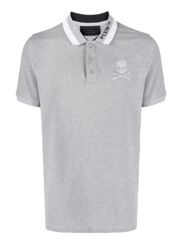 Philipp Plein Logo Embroidered Polo Shirt - Grey