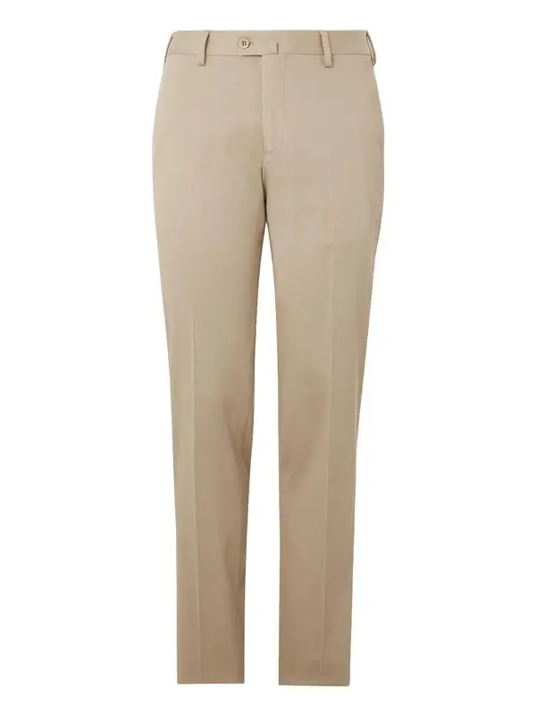 Loro Piana Slim-fit Tapered Stretch-cotton Twill Trousers - Neutrals