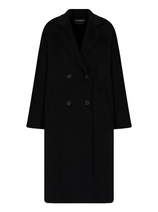 Emporio Armani Casentino Wool And Cashmere Double-breasted Coat - Black
