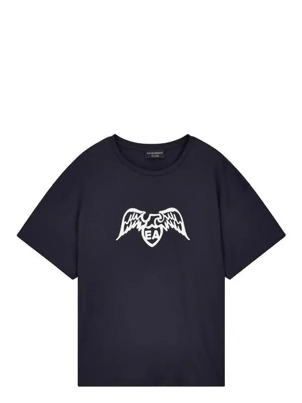 Emporio Armani Pima Cotton T-shirt With Eagle Logo - Blue / Navy