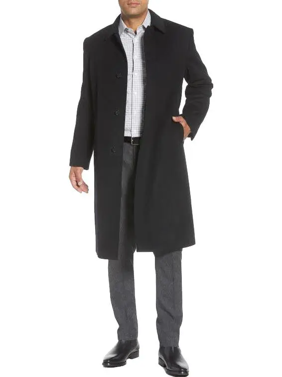 Hart Schaffner Marx Stanley Classic Fit Wool & Cashmere Overcoat - Black