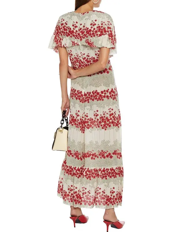 Red Valentino Floral-print Silk Crepe De Chine Maxi Dress - Ecru