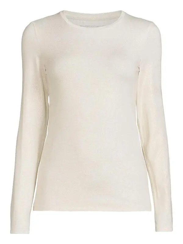 Majestic Filatures Soft Touch Metallic Crewneck Top - Blanc