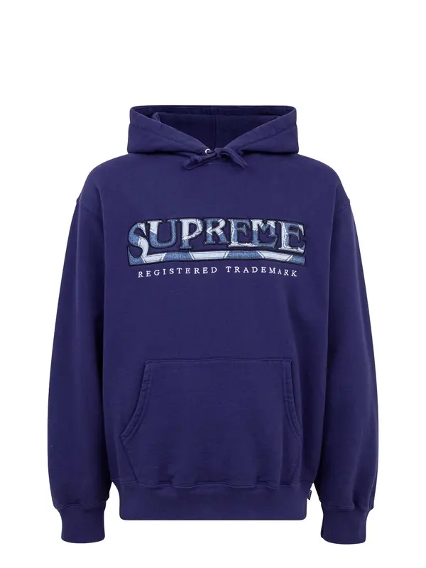 Supreme Denim-print Logo Hoodie - Blue