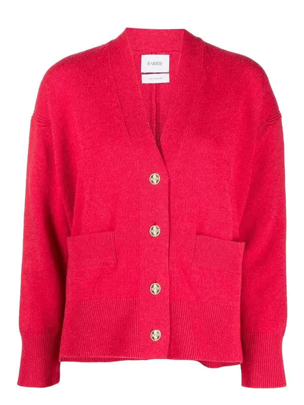 BARRIE V-neck Cashmere Cardigan - Red