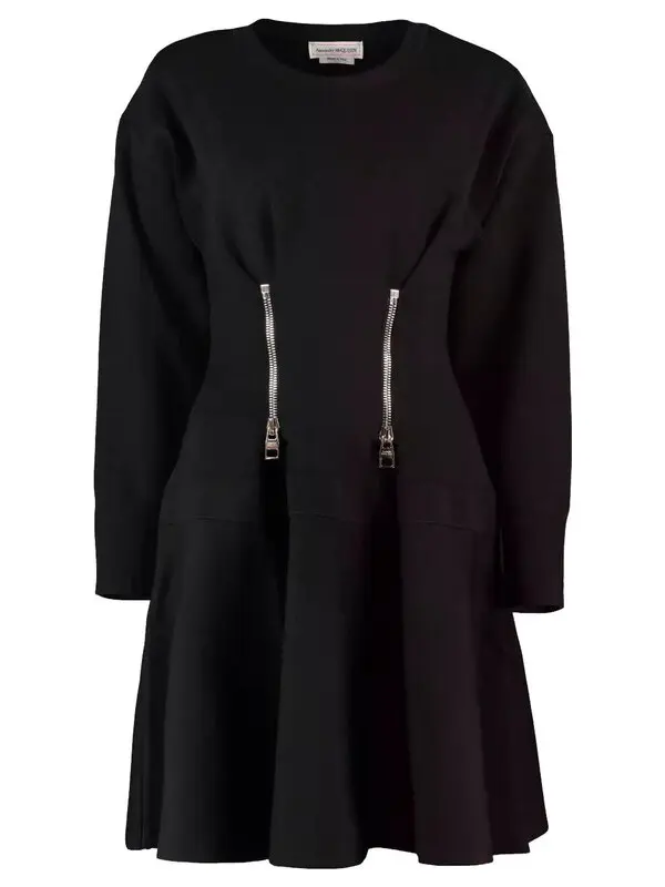Alexander McQueen Zip-detail Flared Dress - Black