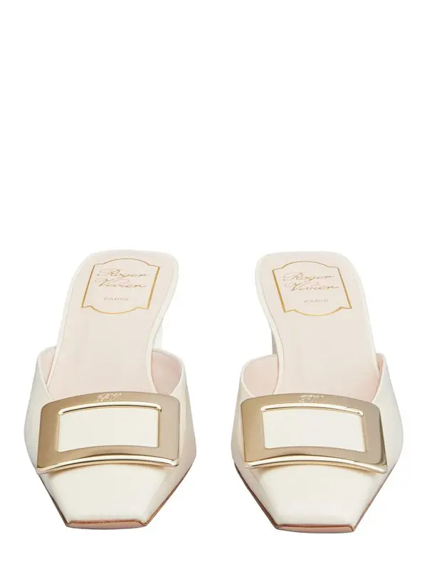 ROGER VIVIER Belle Vivier Mules In Patent Leather - Off White