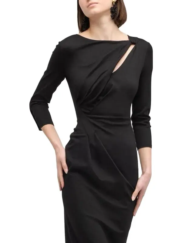 Giorgio Armani Asymmetric Keyhole Midi Dress - Black