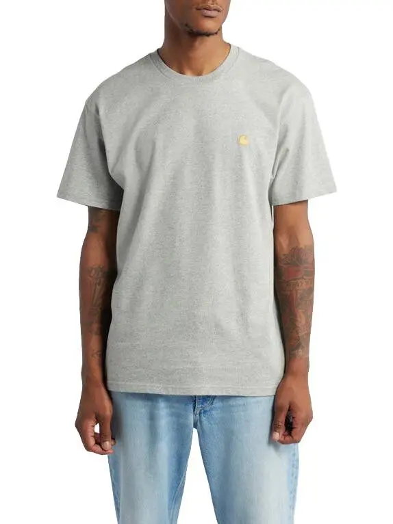 Carhartt Work In Progress Chase Crewneck T-shirt - Grey Heather/gold