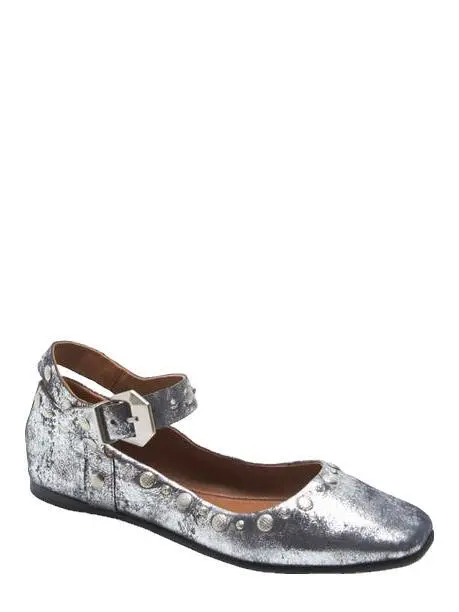 Free People Mystic Mary Jane Flats - Silver Distress