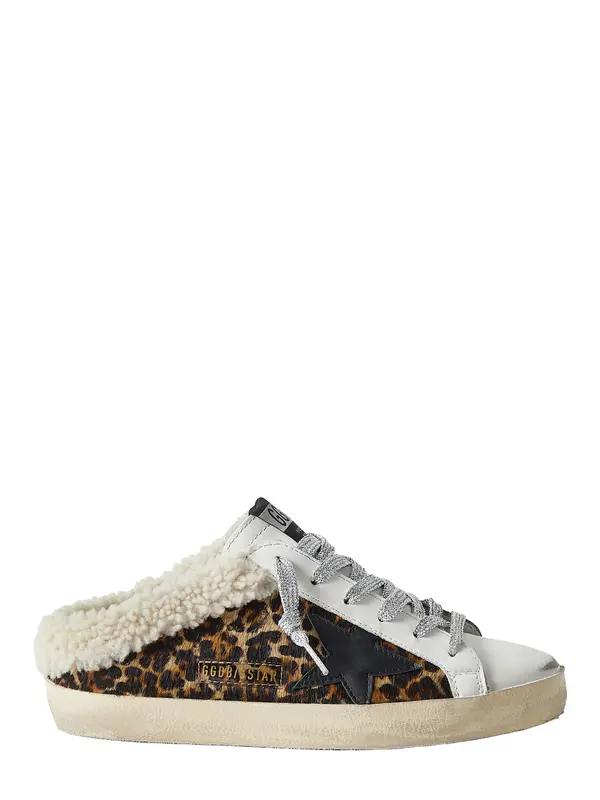 GOLDEN GOOSE Superstar Sabot Leopard-print Shearling-lined Sneakers - Animal Print