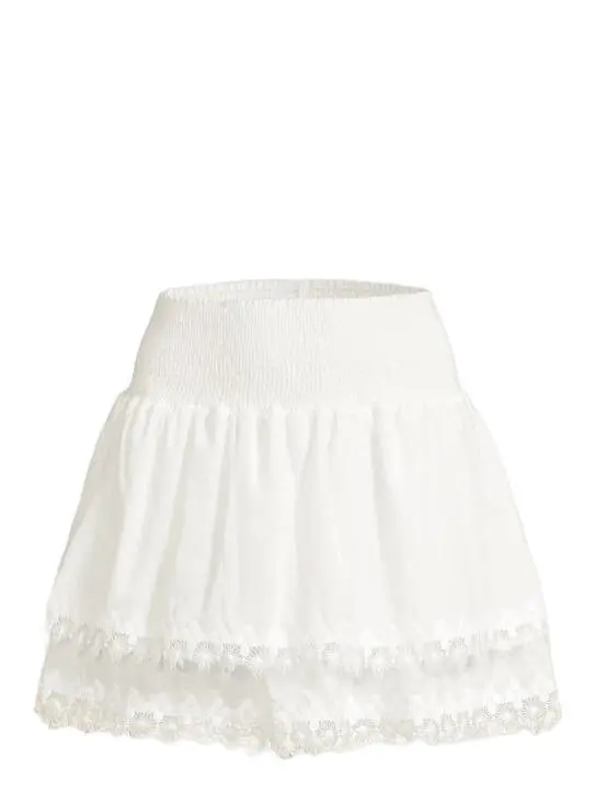 Peixoto Belle Smocked Tiered Miniskirt - White