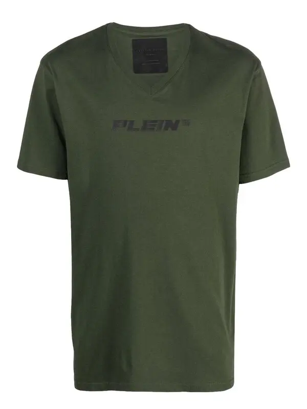 Philipp Plein V-neck Logo Print T-shirt - Green