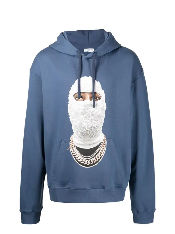 IH NOM UH NIT Face Print Hoodie - Blue