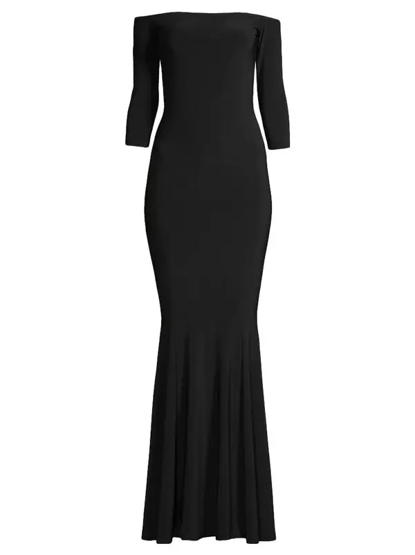 Norma Kamali Off Shoulder Fishtail Gown - Black