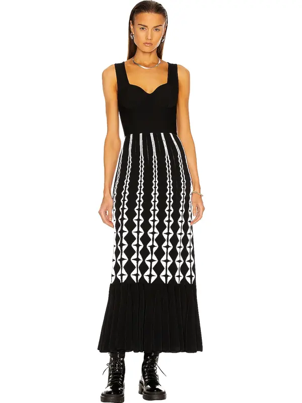 Alaïa Sleeveless Bustier Long Dress - Noir & Blanc