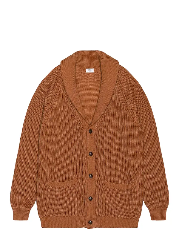 GHIAIA Marinaio Shawl Collar Cardigan - Tobacco