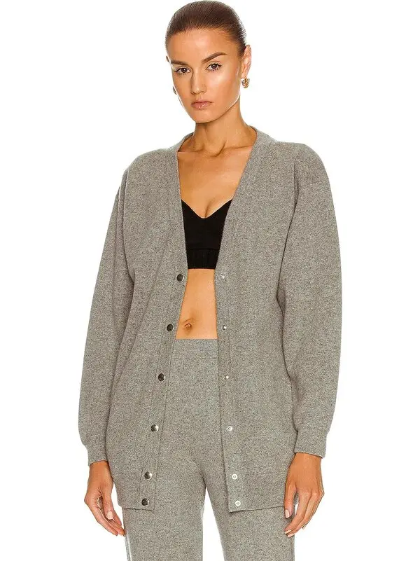 Alaïa Regular Relaxed Fit Cashmere Cardigan - Gris Chine