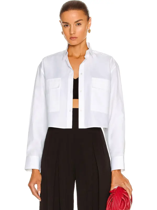 Alaïa Cotton Poplin Long Sleeve Top - Blanc