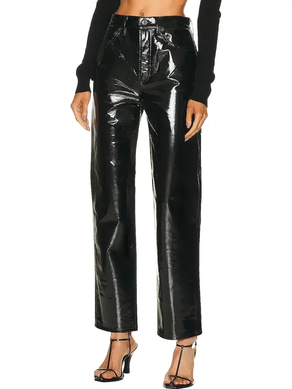 AGOLDE Recycled Leather 90's Pinch Waist Pant - Black Patent