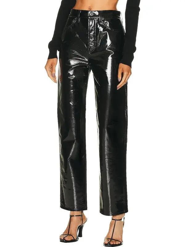 AGOLDE Recycled Leather 90's Pinch Waist Pant - Black Patent