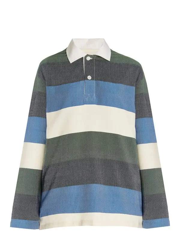 MARRAKSHI LIFE Oversized Cotton Rugby Shirt - Stripe