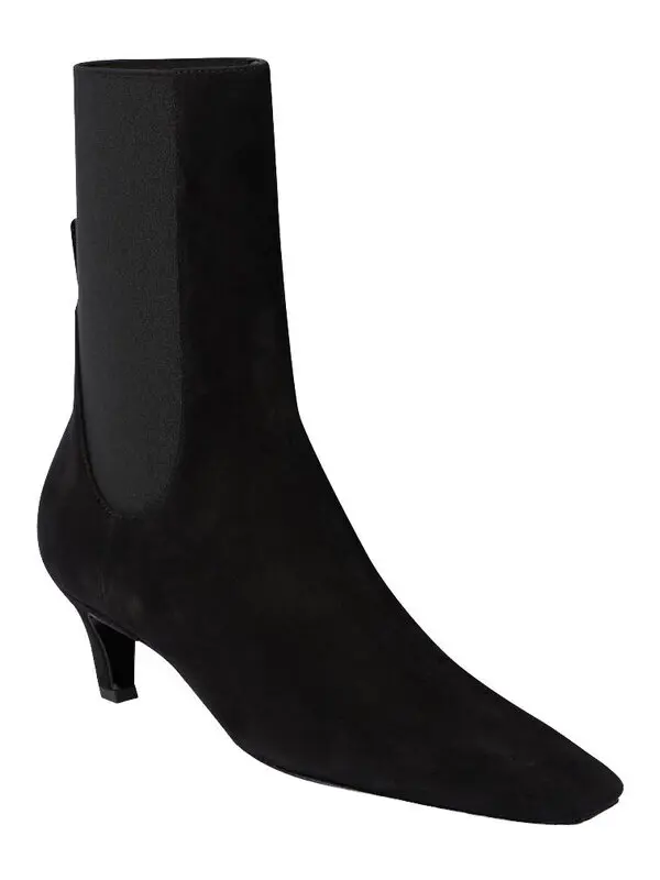 TOTEME Suede Ankle Boots - Black