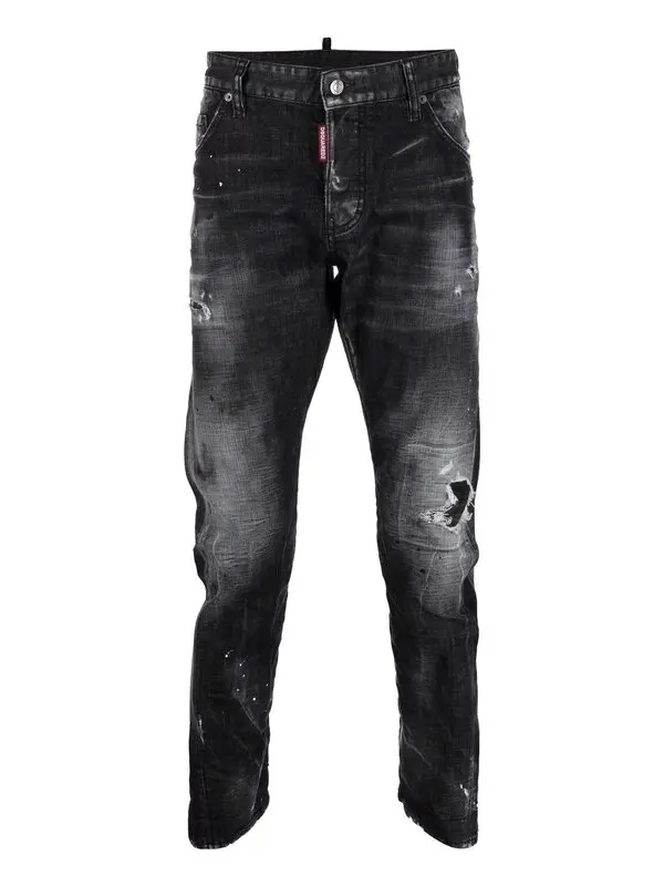 Dsquared2 Faded Distressed Slim-fit Jeans - Black