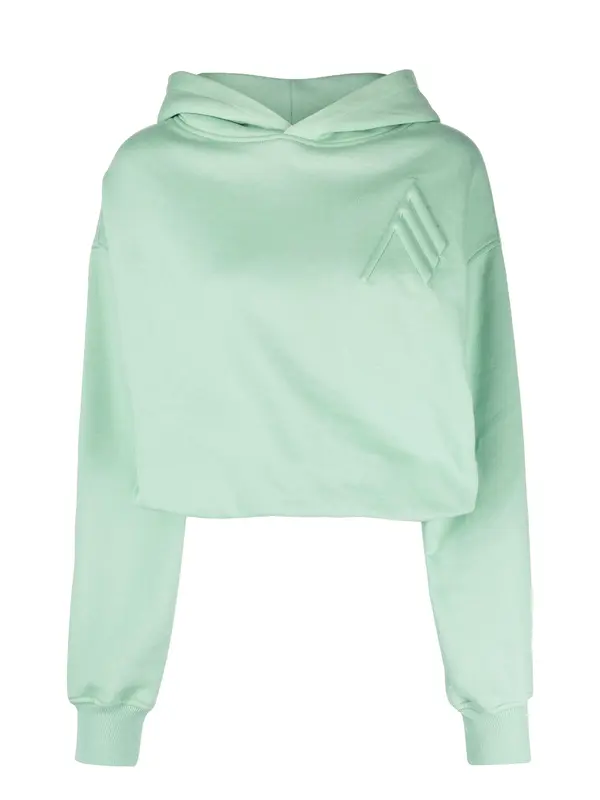 Attico Cropped Embroidered Hoodie - Green