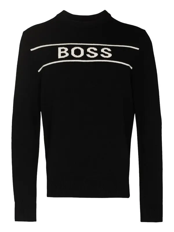 Hugo Boss Intarsia Knit-logo Jumper - Black