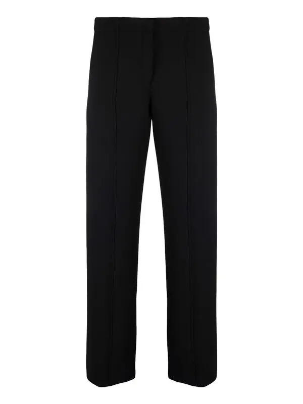 FERRAGAMO High-waisted Wool Blend Trousers - Black