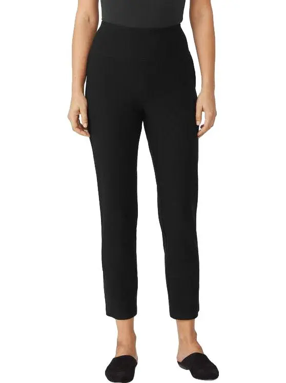 Eileen Fisher High Waist Slim Ankle Pant - Black