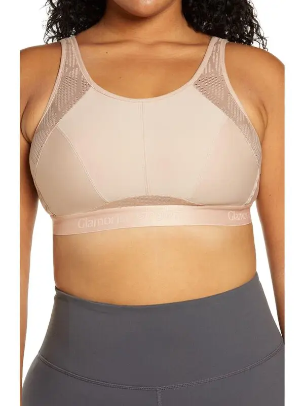 GLAMORISE No-sweat Full Figure Mesh Sports Bra - Brown