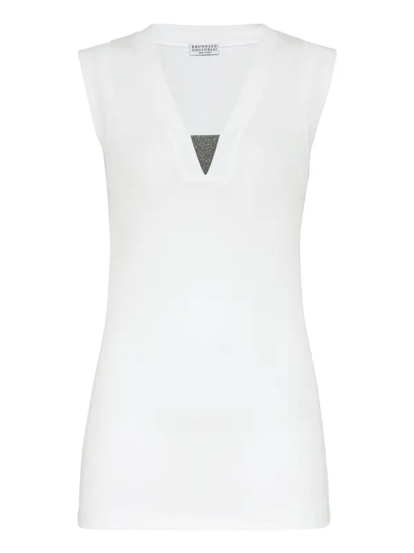 Brunello Cucinelli V-neck Tank Top - White