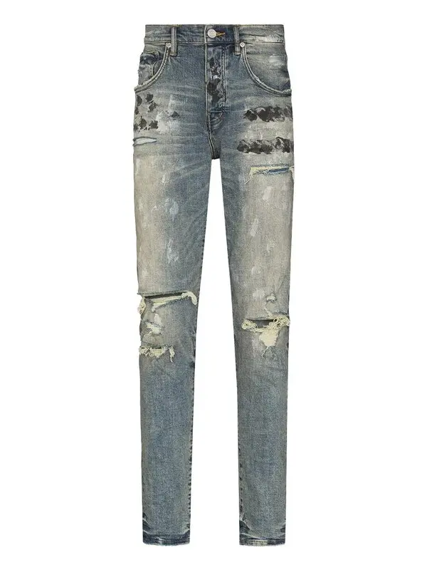 PURPLE BRAND Distressed Ripped Slim-fit Jeans - Blue