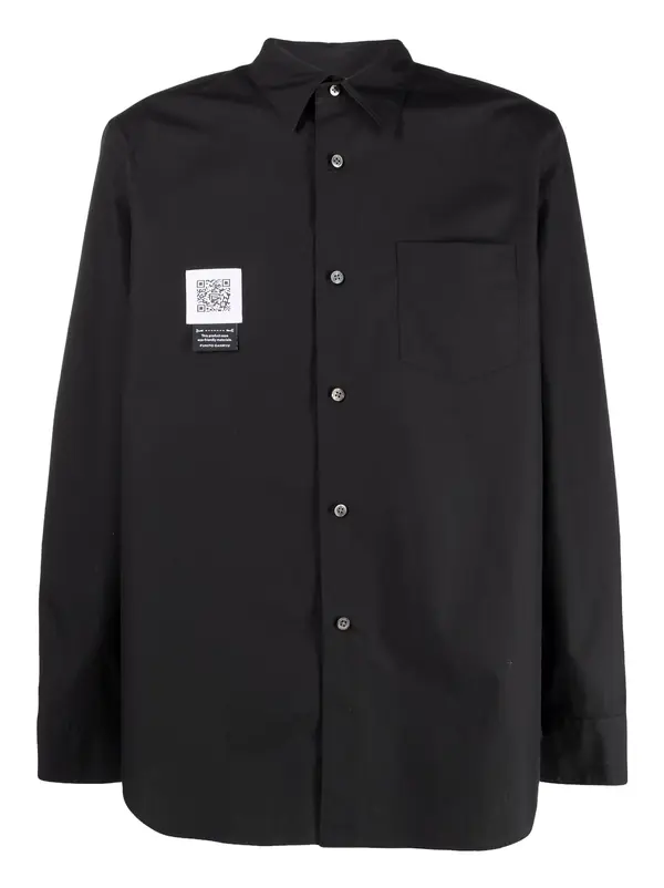 FUMITO GANRYU Logo-patch Draped Shirt - Black