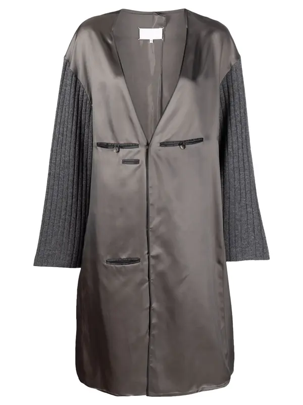 MAISON MARGIELA Contrasting-sleeves V-neck Shift Dress - Grey
