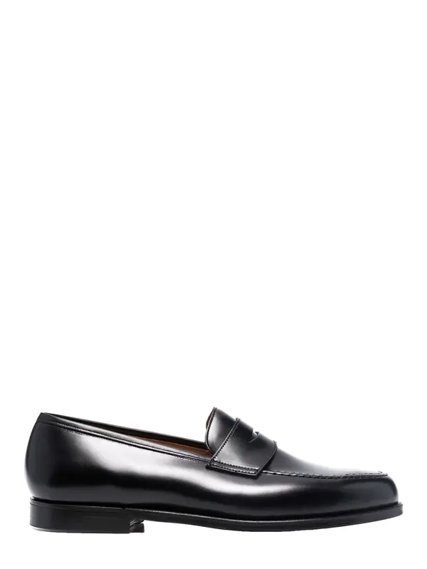 Crockett & Jones Almond-toe Leather Loafers - Black