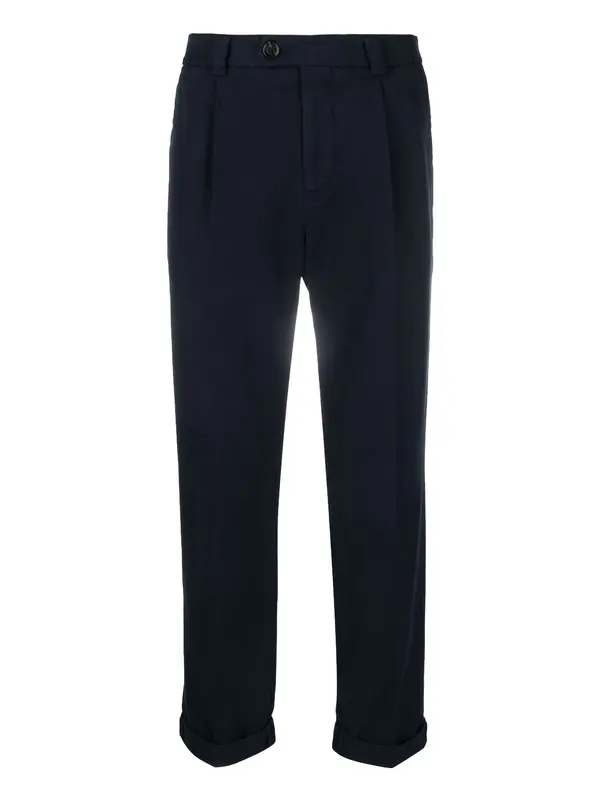 Brunello Cucinelli Straight-leg Cotton Trousers - Blue