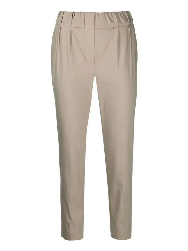 Brunello Cucinelli Sage Cotton Blend Cropped Straight-leg Trousers - Green